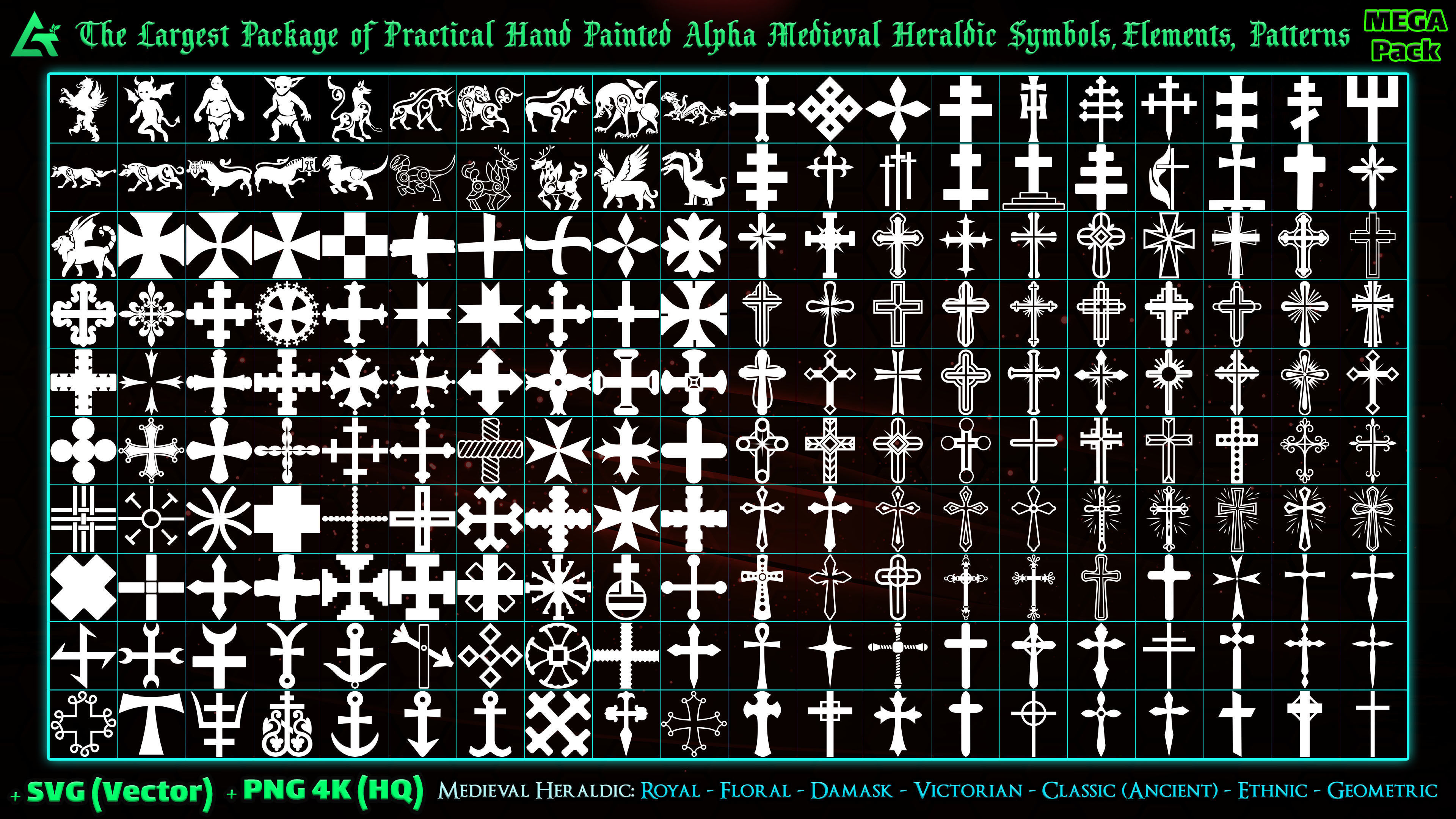 7000 Hand Painted Alpha Medieval Heraldic Symbols - Vol 7 Texture ...