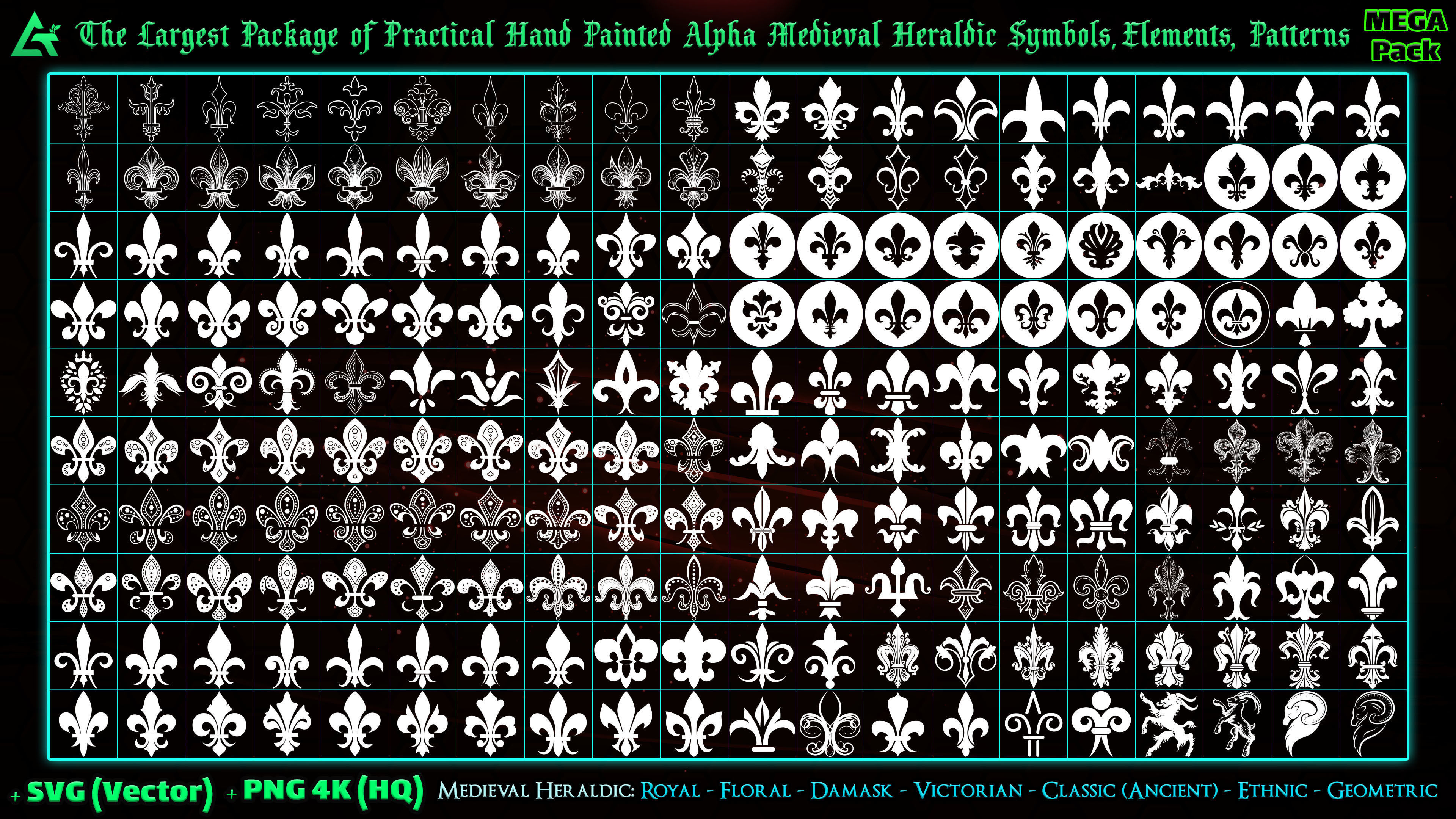 7000 Hand Painted Alpha Medieval Heraldic Symbols - Vol 7 Texture | CGTrader