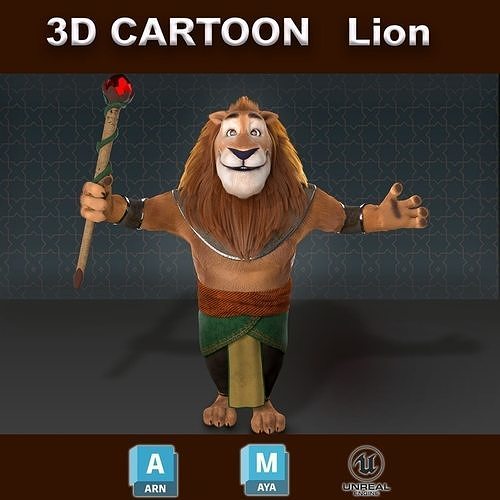 Cartoon Lion Rigged 3D model rigged | CGTrader