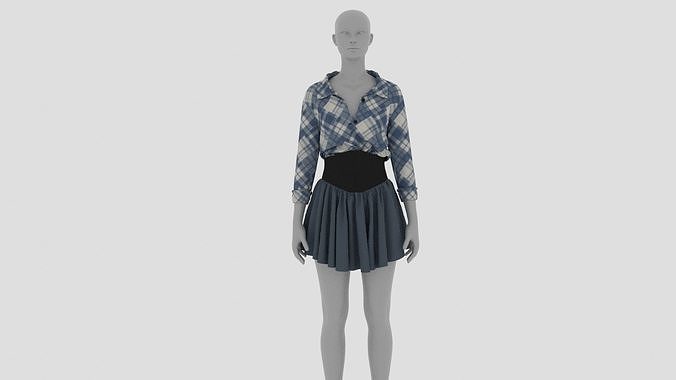 3D model Womens Dress - Female Outfit Clothes VR / AR / low-poly | CGTrader