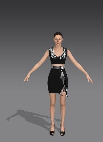 3D model HEART SHAPED COLLAR TASSEL DETAIL AND SKIRT SLIT TASSEL DETAIL ...