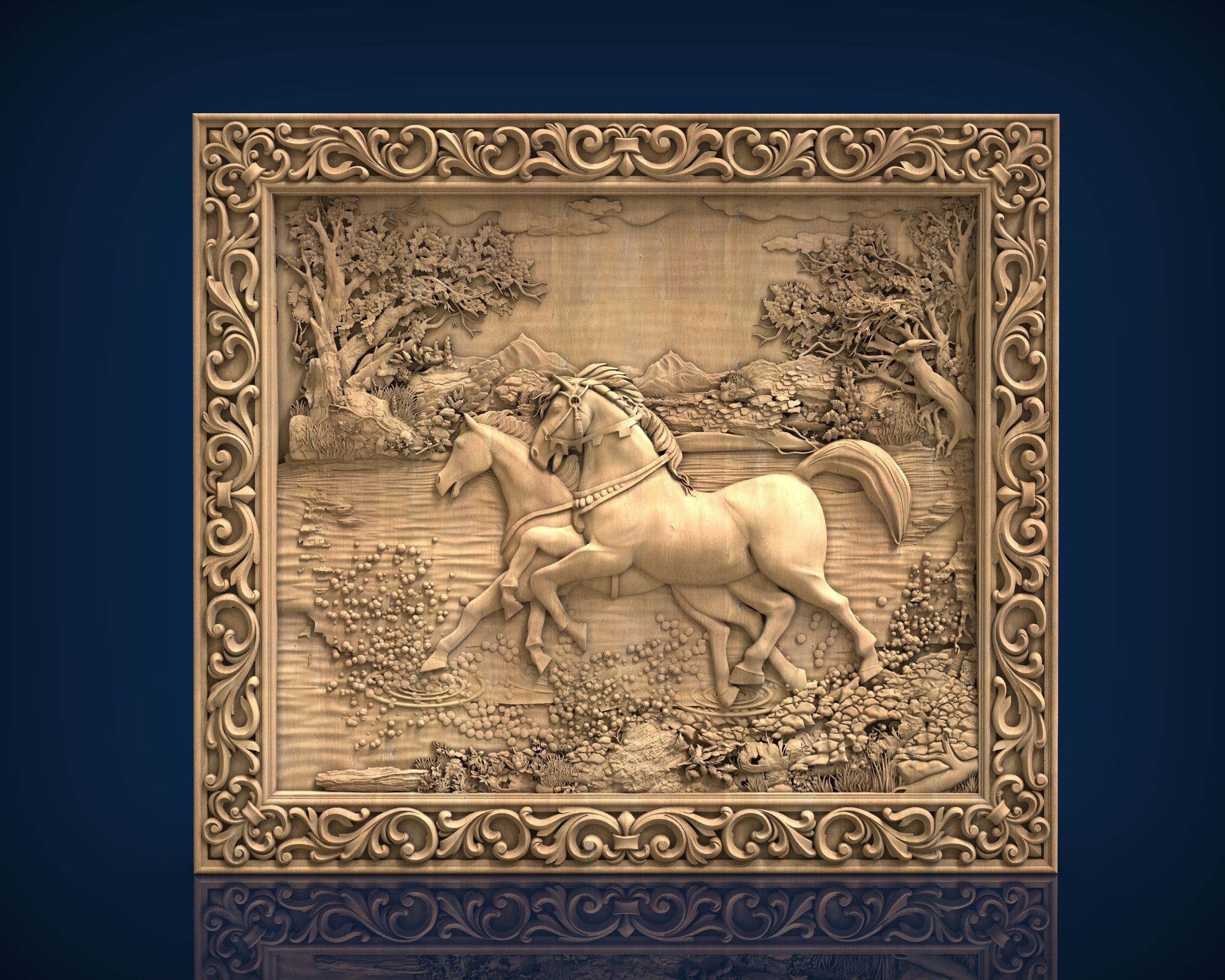 Carved panel painting STL 3D model | CGTrader