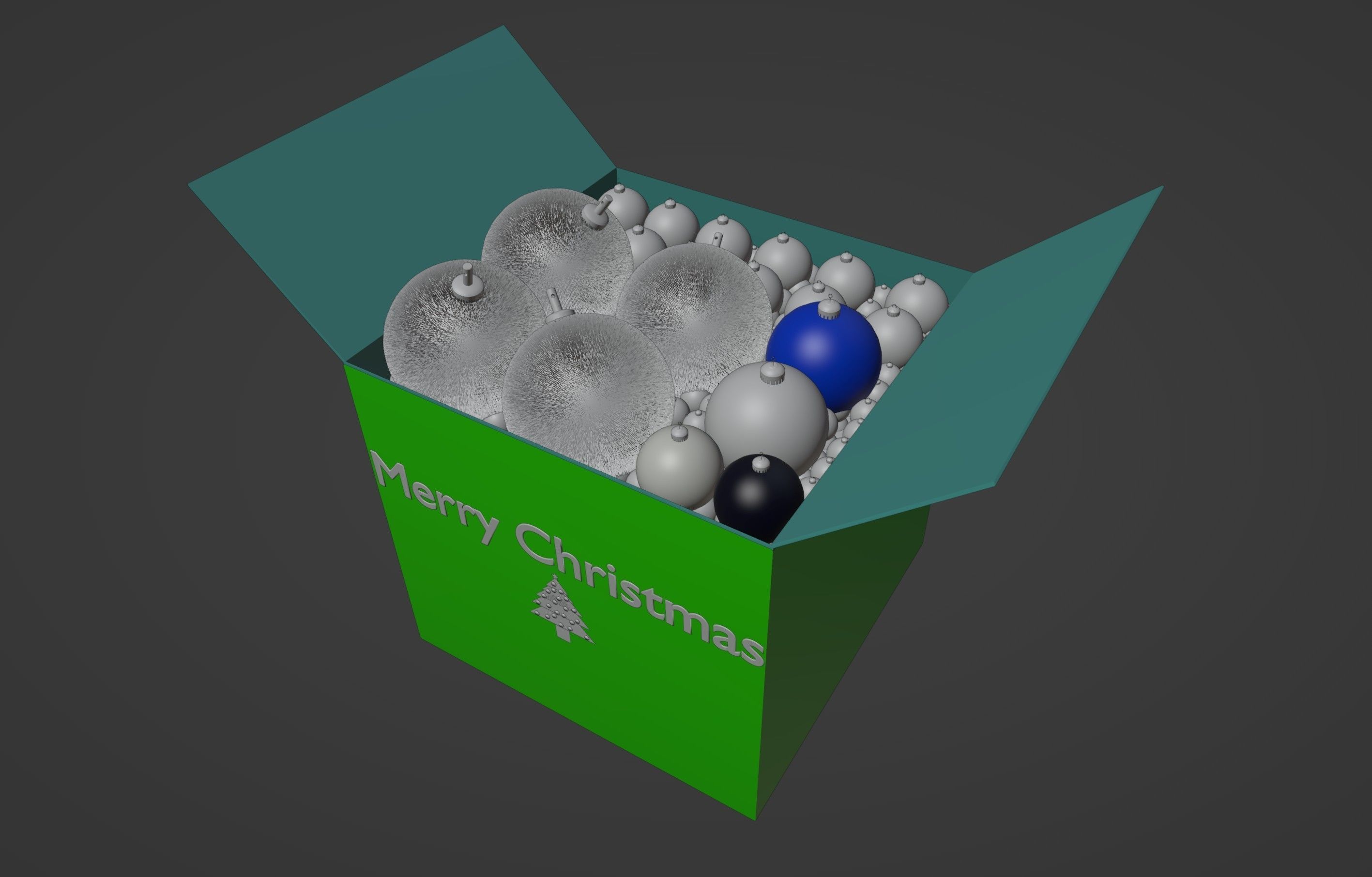 Box with Christmas balls 3D model | CGTrader