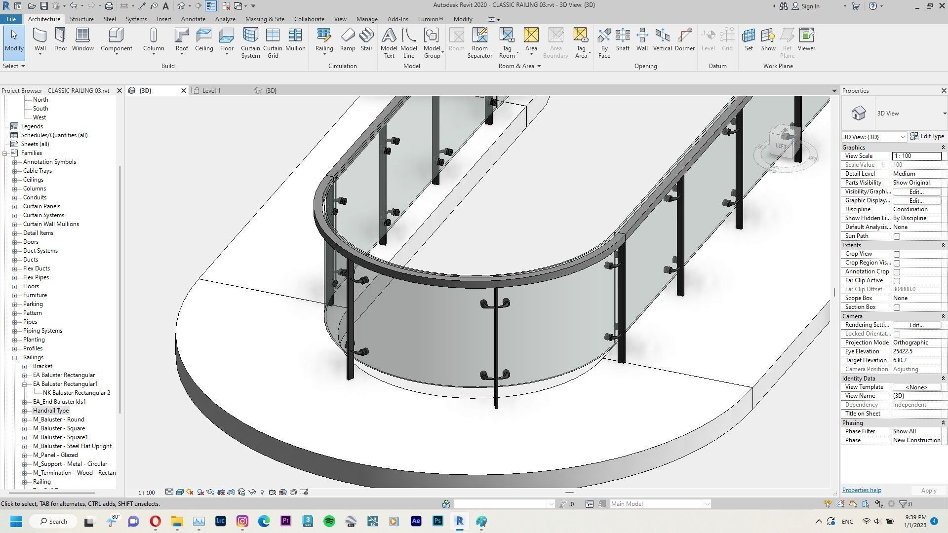 Modern Railing Revit Family 3D model | CGTrader