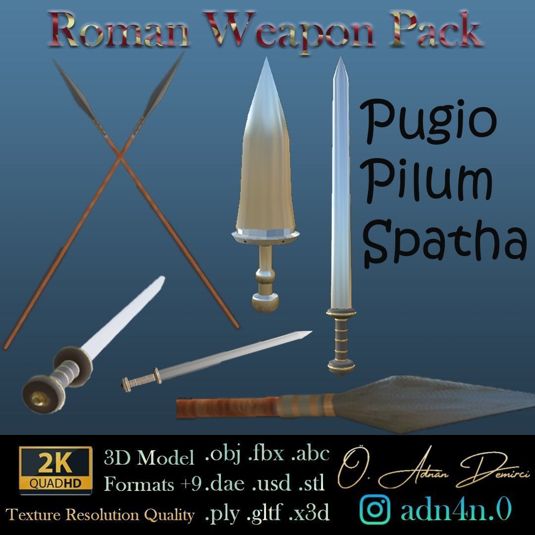 3D model Ancient Rome Roman Weapon Pack VR / AR / low-poly | CGTrader