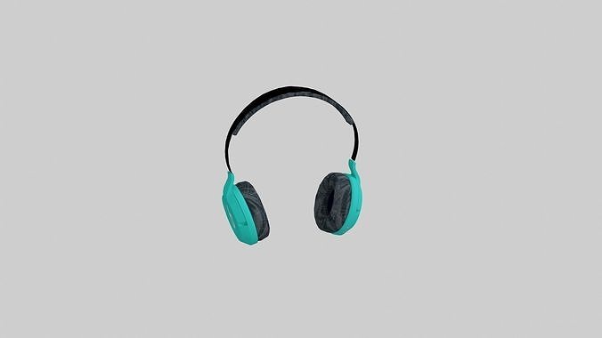 3D model Low poly Headphones pair of in teal VR / AR / low-poly | CGTrader