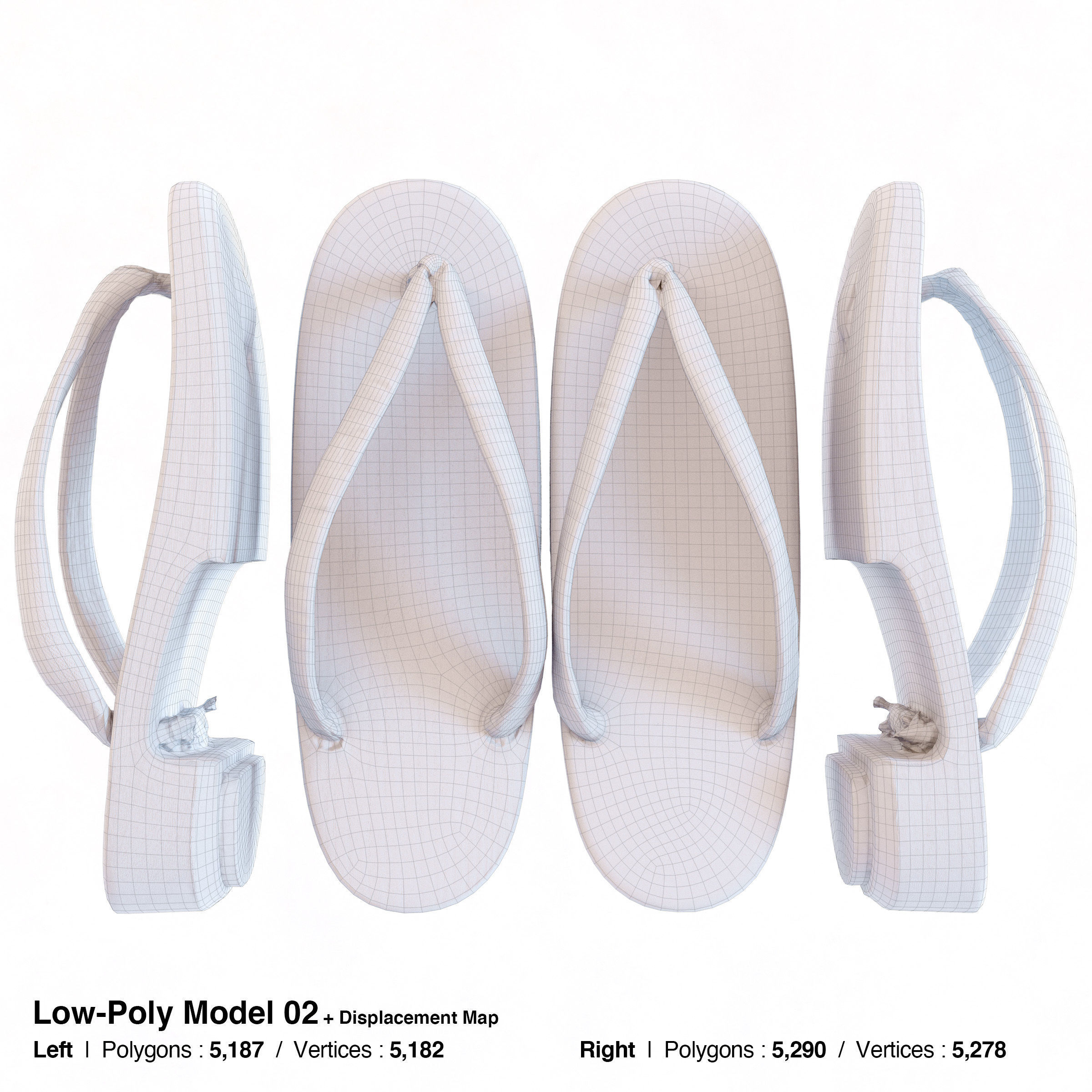 3D model Ukon Geta Set for Women - Japanese Wooden Clogs VR / AR / low ...