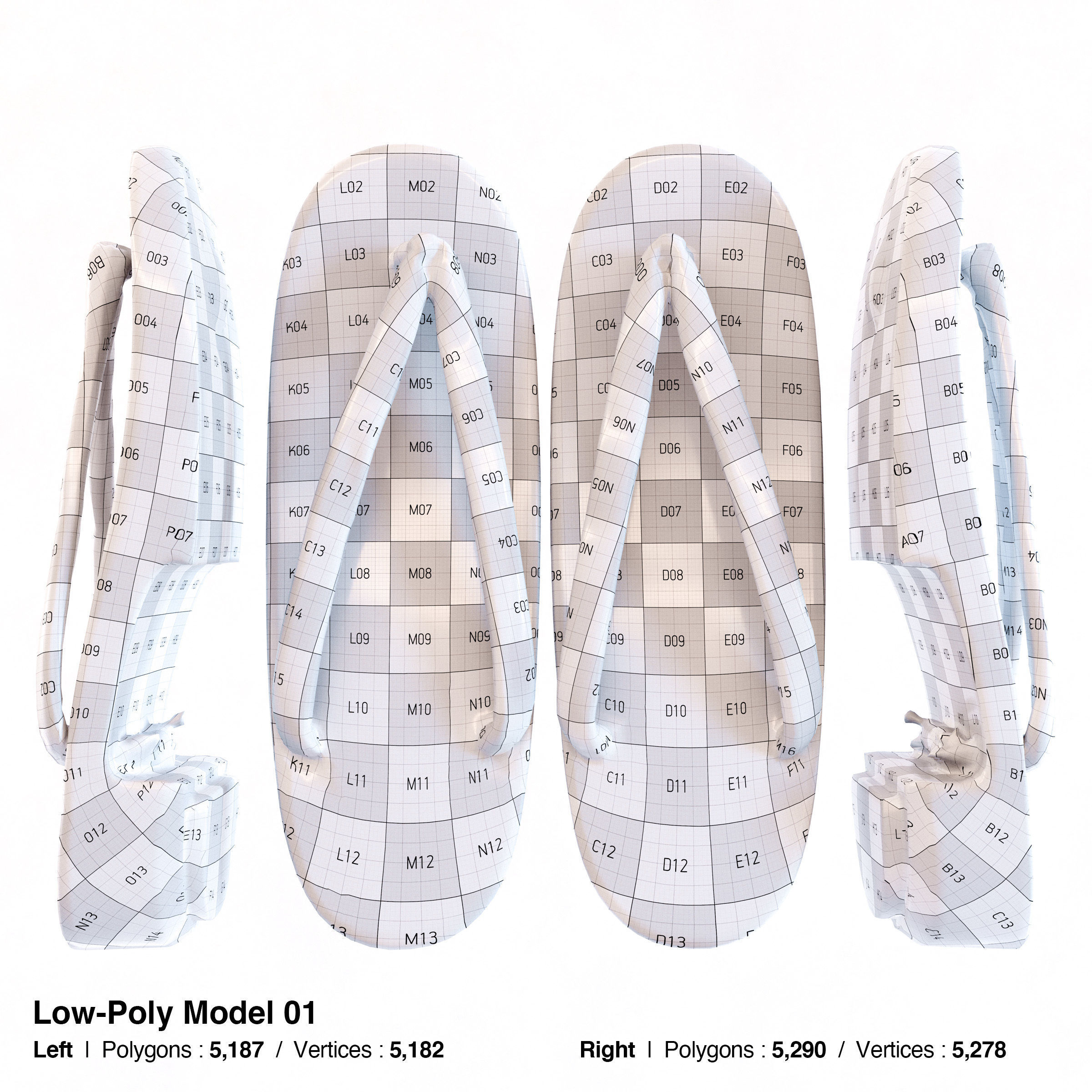 3D model Ukon Geta Set for Women - Japanese Wooden Clogs VR / AR / low ...