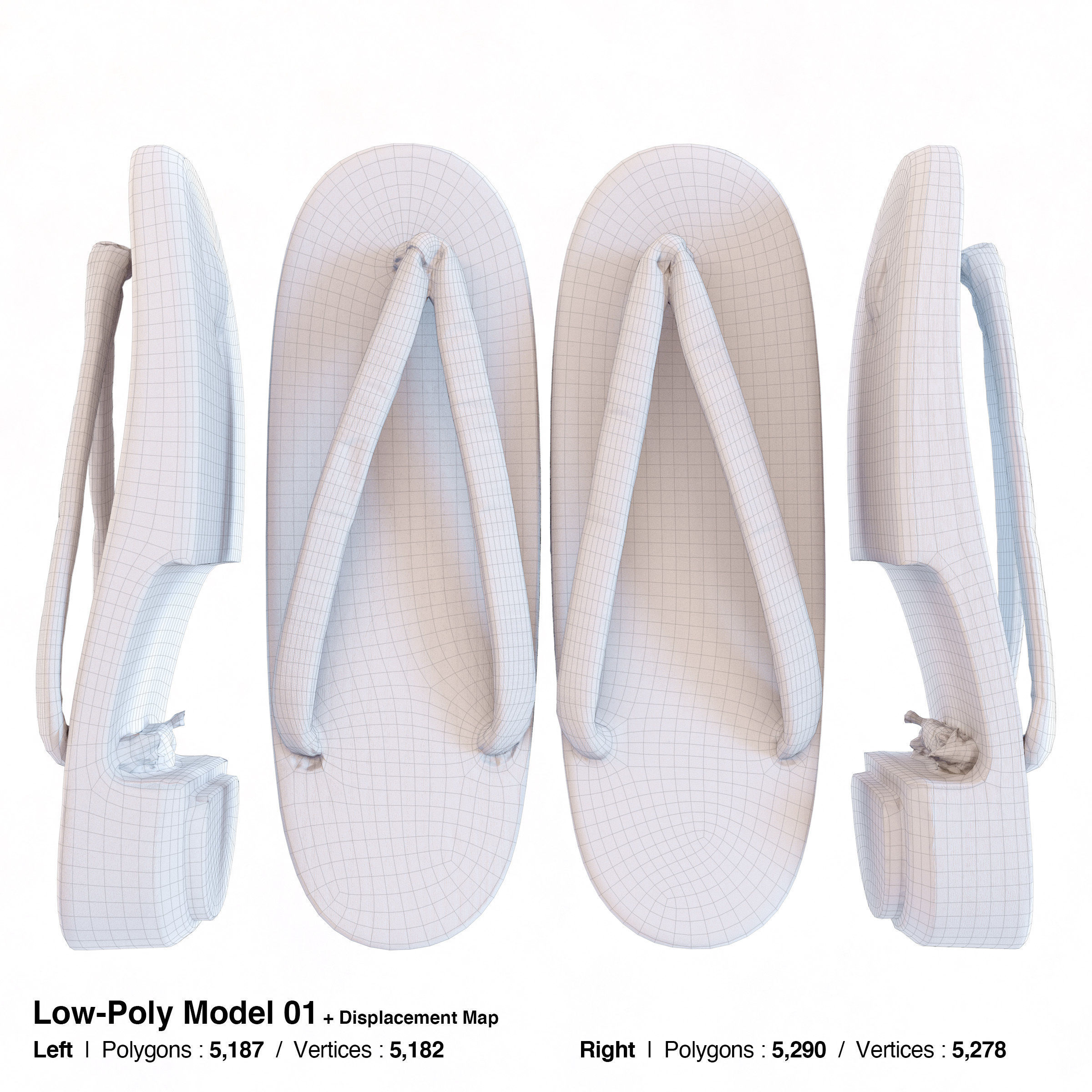 3D model Ukon Geta Set for Women - Japanese Wooden Clogs VR / AR / low ...