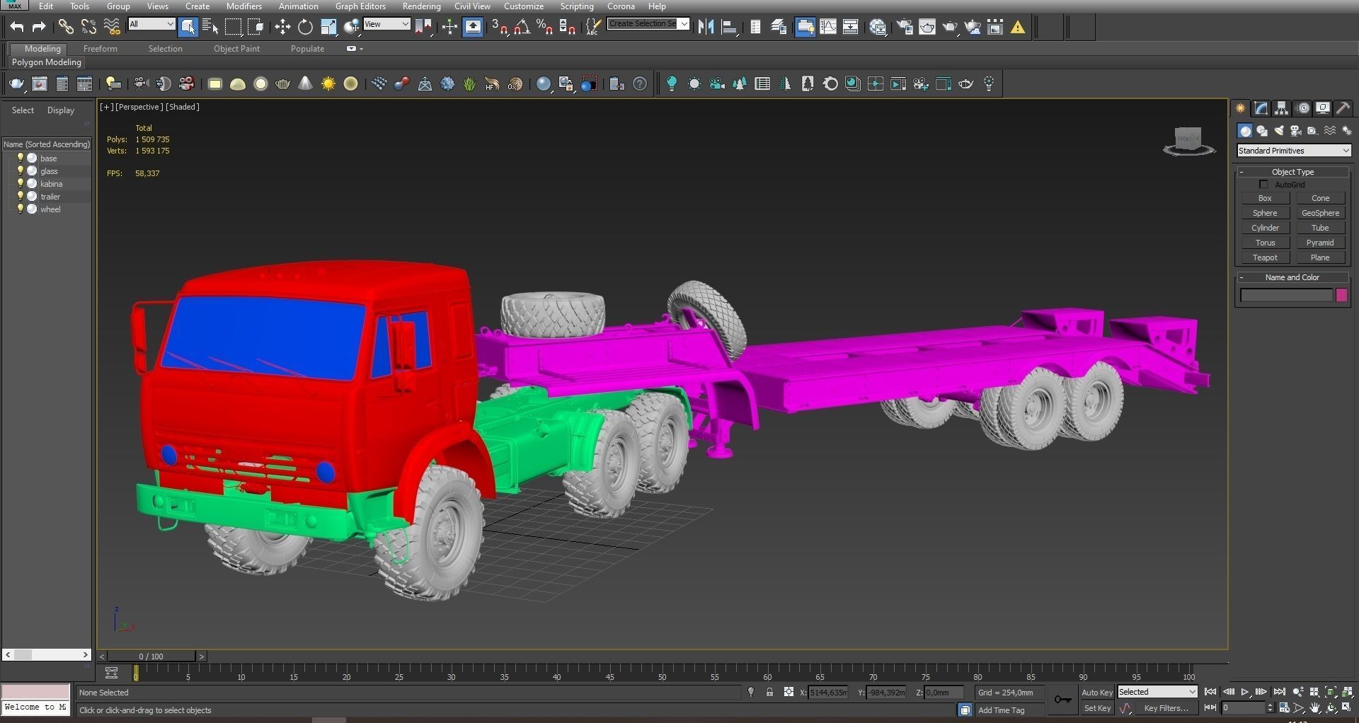 Kamaz 44100 with Trailer 3D model | CGTrader