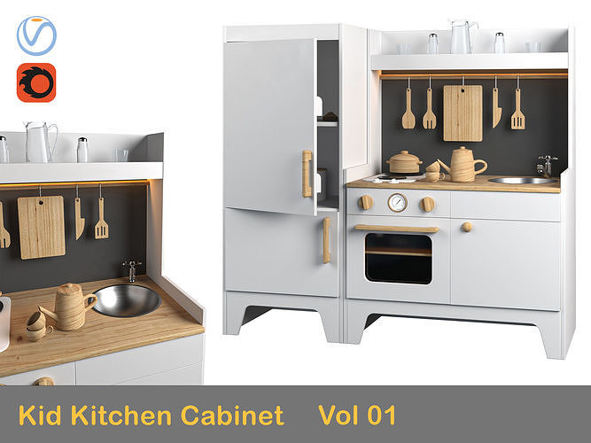 Kid Kitchen Cabinet 01 3D model | CGTrader