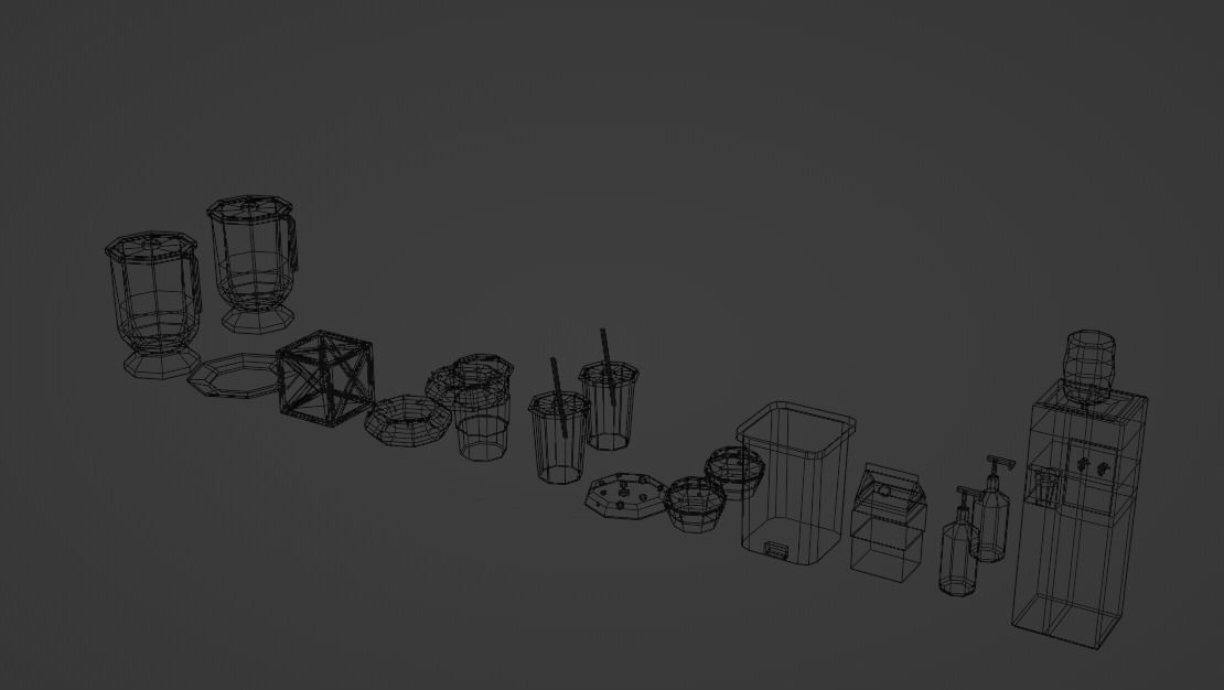 3D model Low Poly Game ready Cafe Food Assest Pack VR / AR / low-poly ...