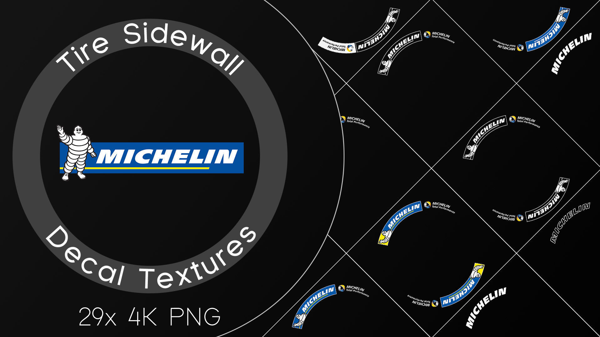 29x Michelin tire sidewall 4K PNG decals Texture | CGTrader