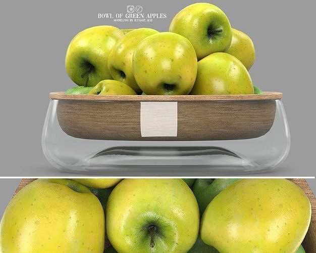 bowl of green apples 3D model | CGTrader
