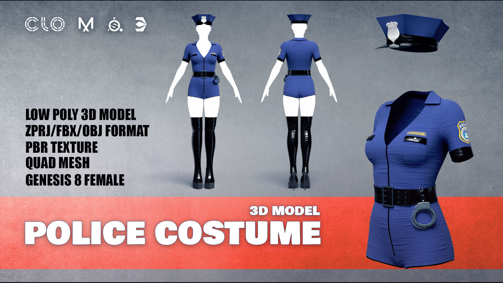 3D model Police Costume Low-poly 3D model PBR VR / AR / low-poly | CGTrader