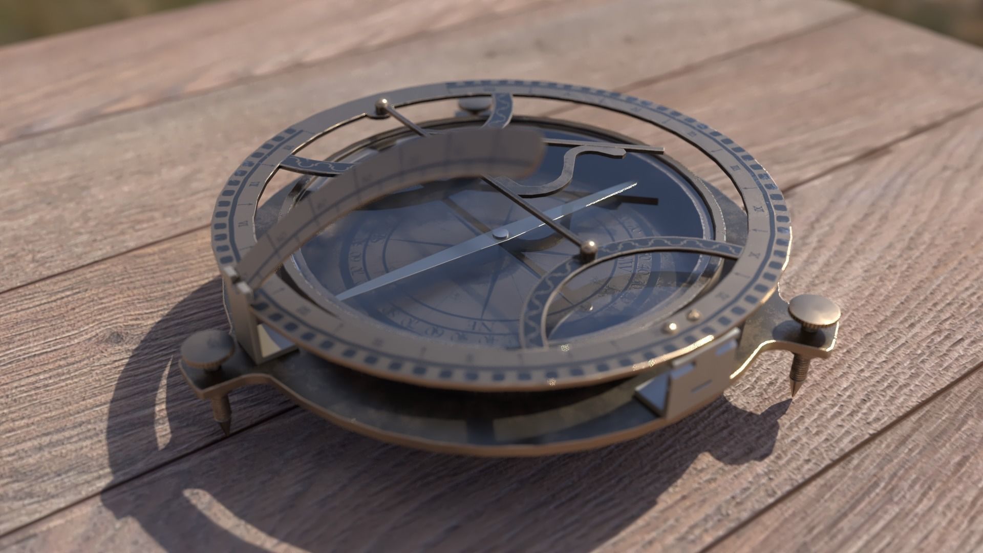 Sundial antique compass 3D model | CGTrader