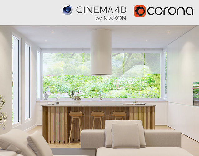 Corona - C4D Scene files - Modern Kitchen Interior 3D model | CGTrader