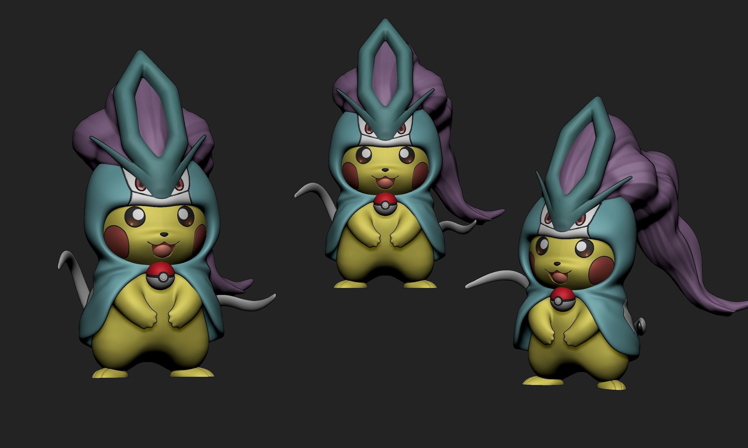 Pokemon - Pikachu Suicune Cosplay free 3D model 3D printable | CGTrader