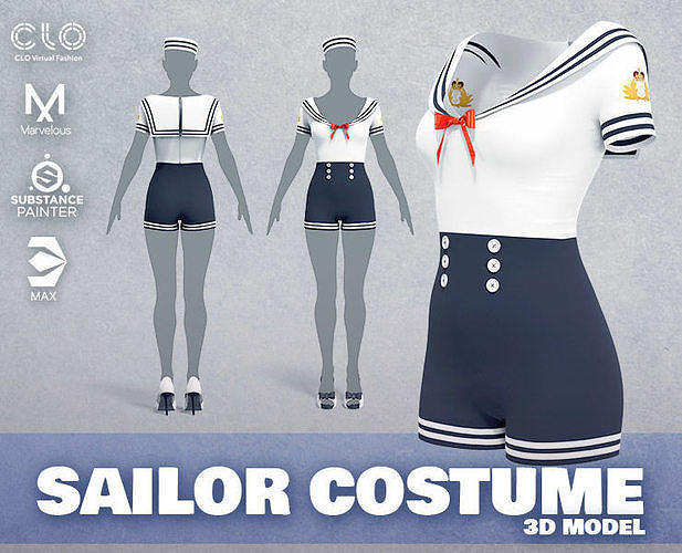 3D model Sailor Costume Low-poly 3D model PBR VR / AR / low-poly | CGTrader