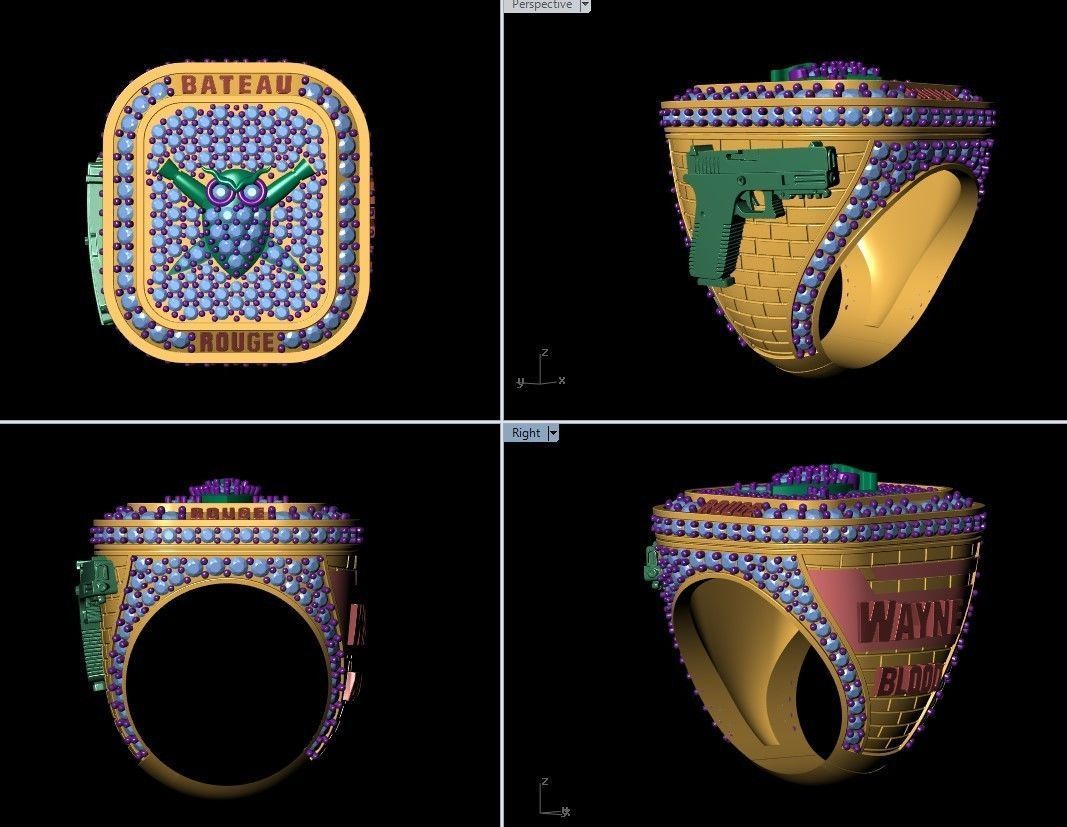 Gun Ring HipHop 3D model 3D printable | CGTrader