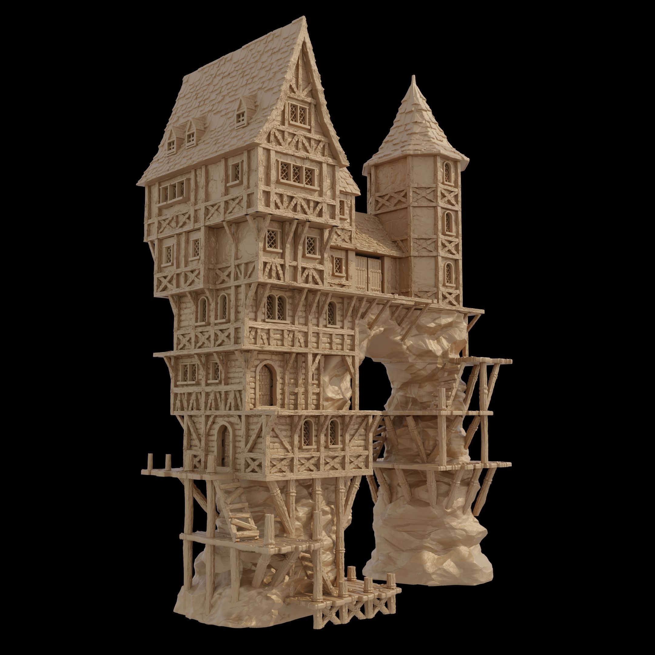 Seaside Cliff Manor Tabletop Terrain 28 MM 3D model 3D printable | CGTrader