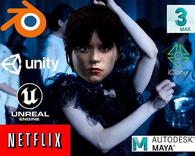 Wednesday Addams Full Rigged with Face Rig and 100 Morph 3D model ...