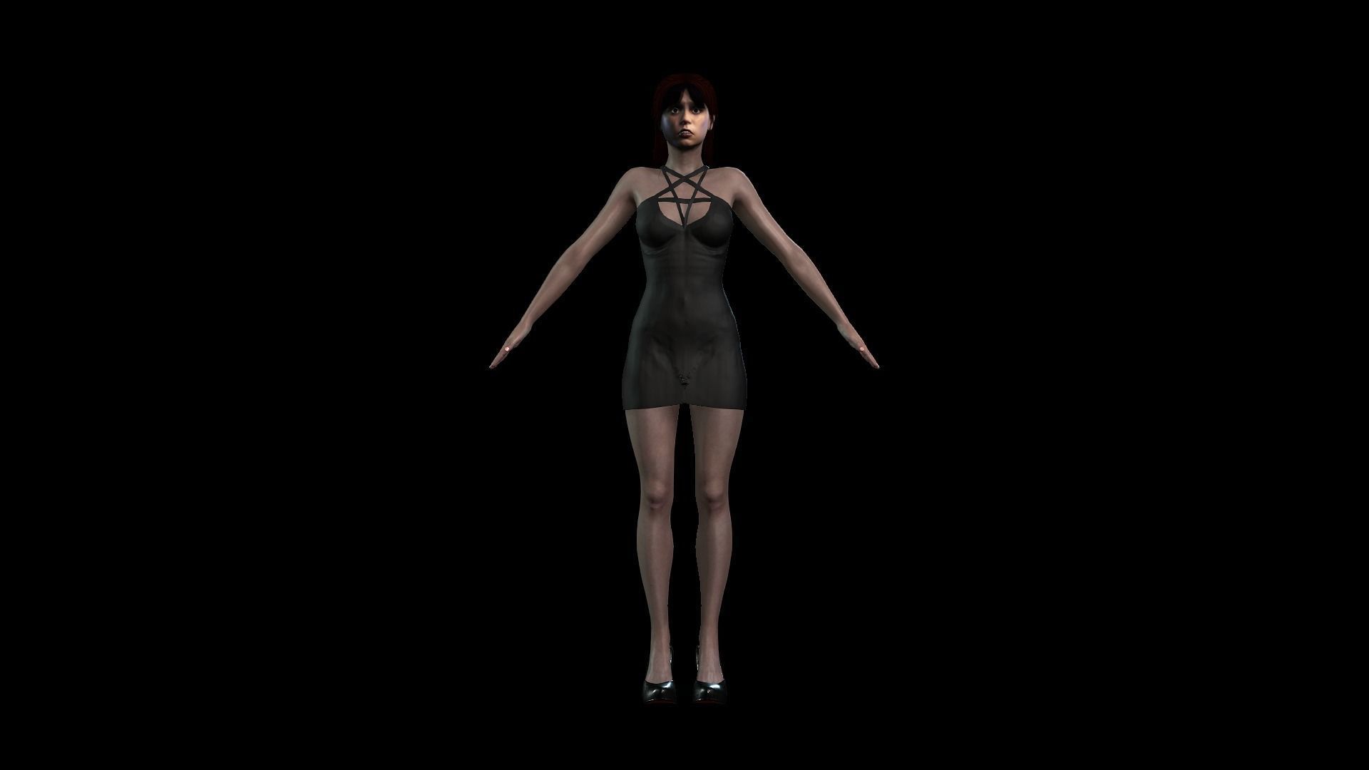 Wednesday Addams Full Rigged with Face Rig and 100 Morph 3D model ...