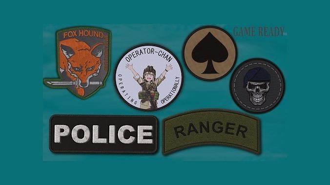 3D model Embroidered Patch Assortment VR / AR / low-poly | CGTrader