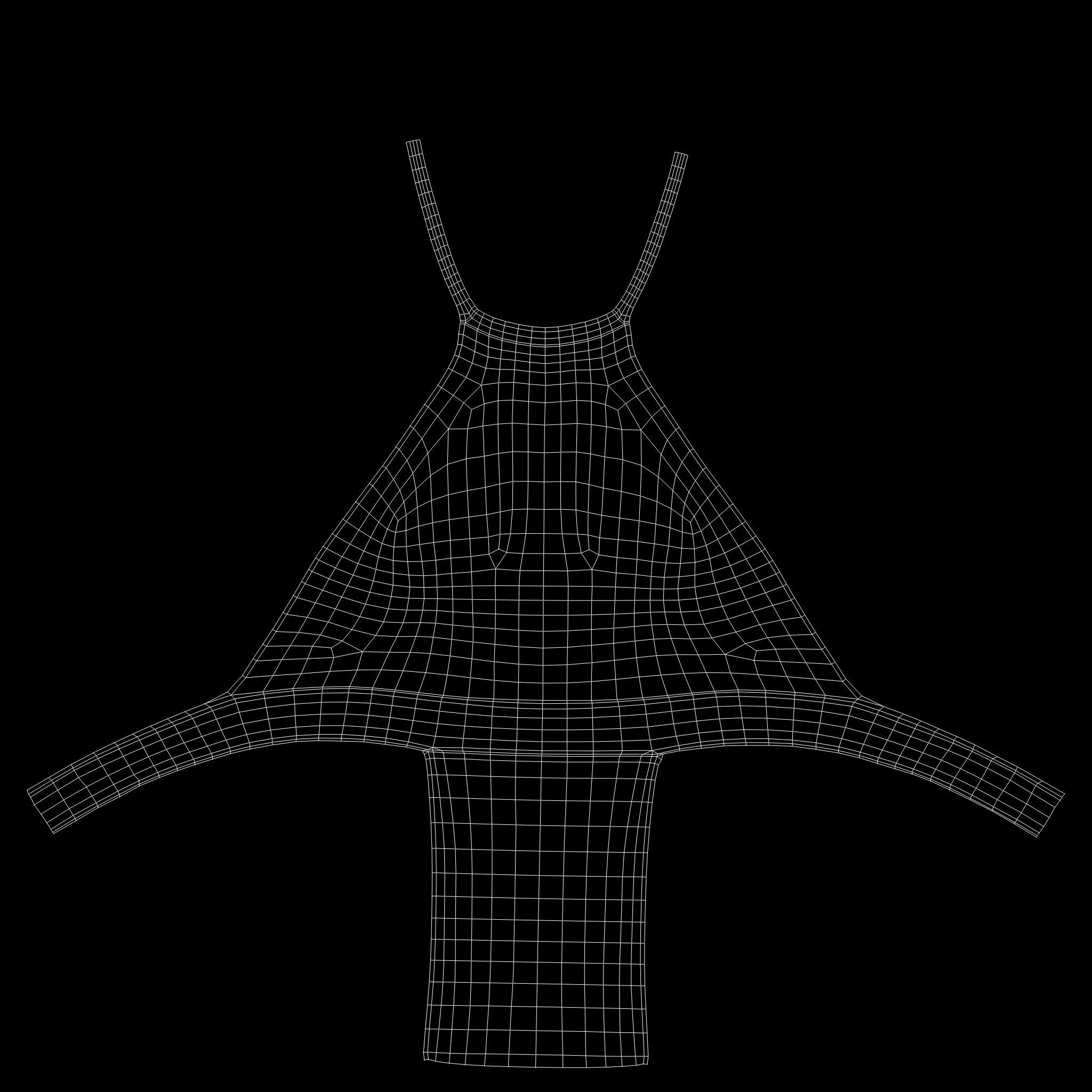 3D model Black Midriff Top Long Strips Skirt Outfit VR / AR / low-poly ...