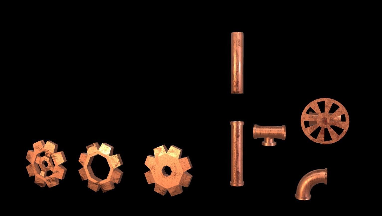 3D model Cogs And Pipes - Lowpoly - PBR copper VR / AR / low-poly ...