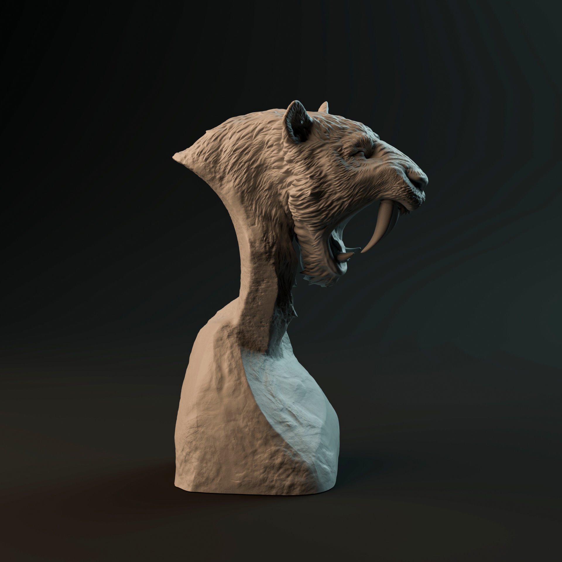 Smilodon populator bust - pre-supported prehistoric animal head 3D ...