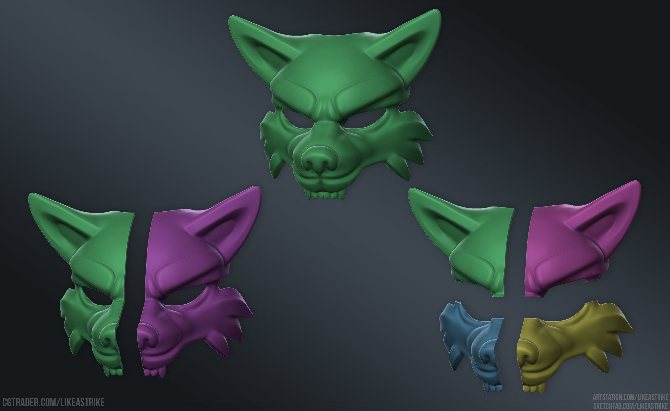 Fox Mask 3D model 3D printable | CGTrader