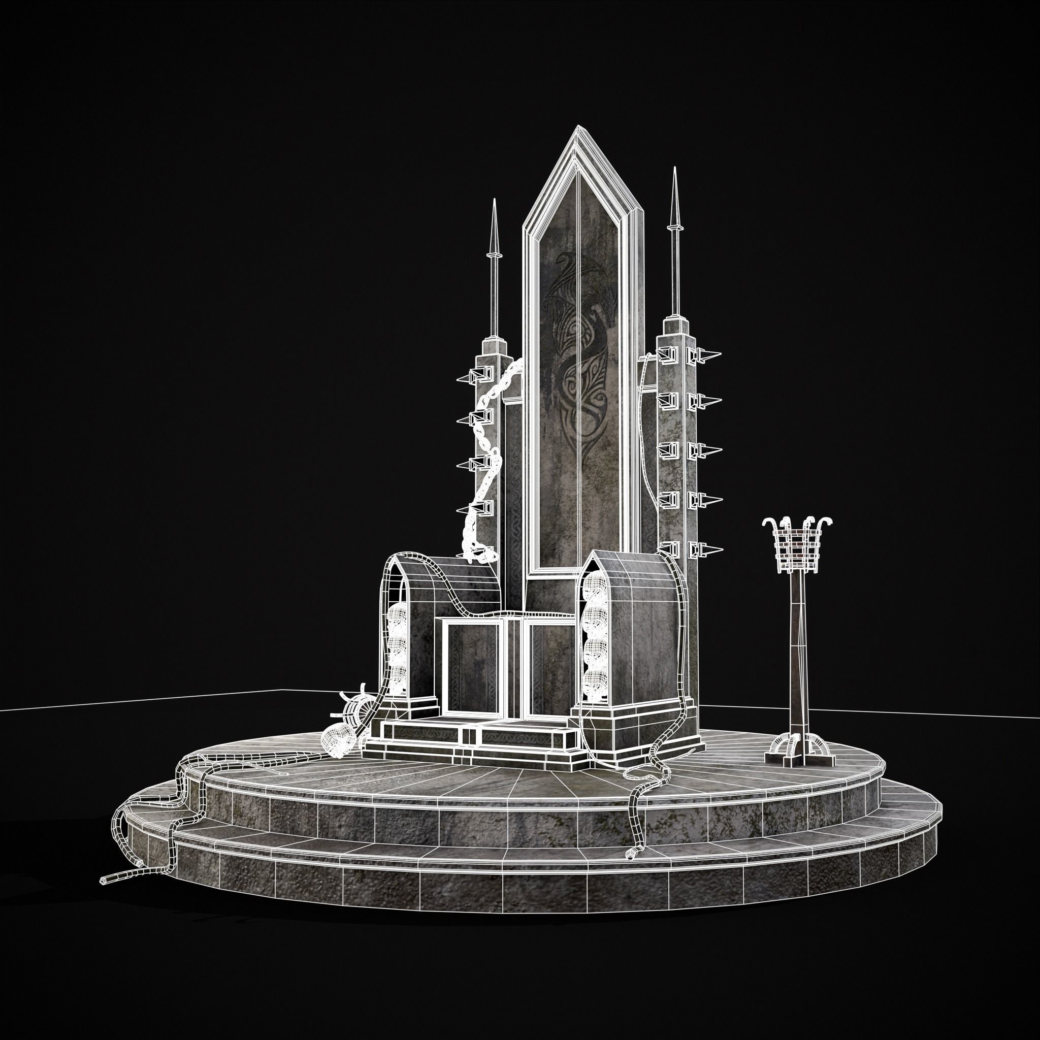 3D model Gothic Crypt Stone Throne VR / AR / low-poly | CGTrader