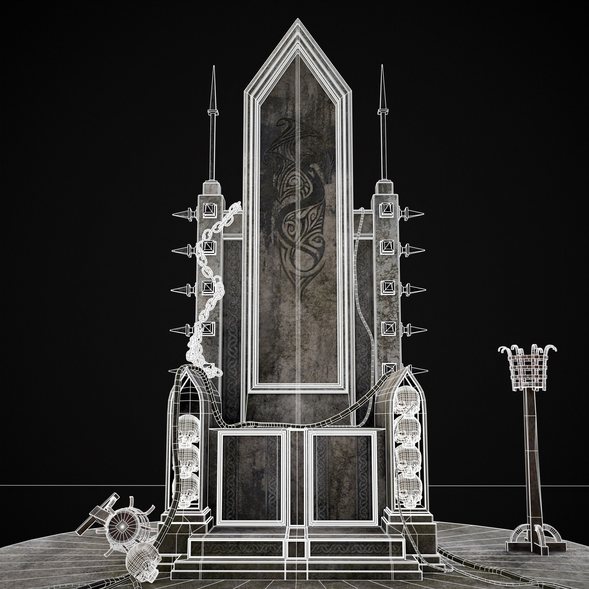 3D model Gothic Crypt Stone Throne VR / AR / low-poly | CGTrader