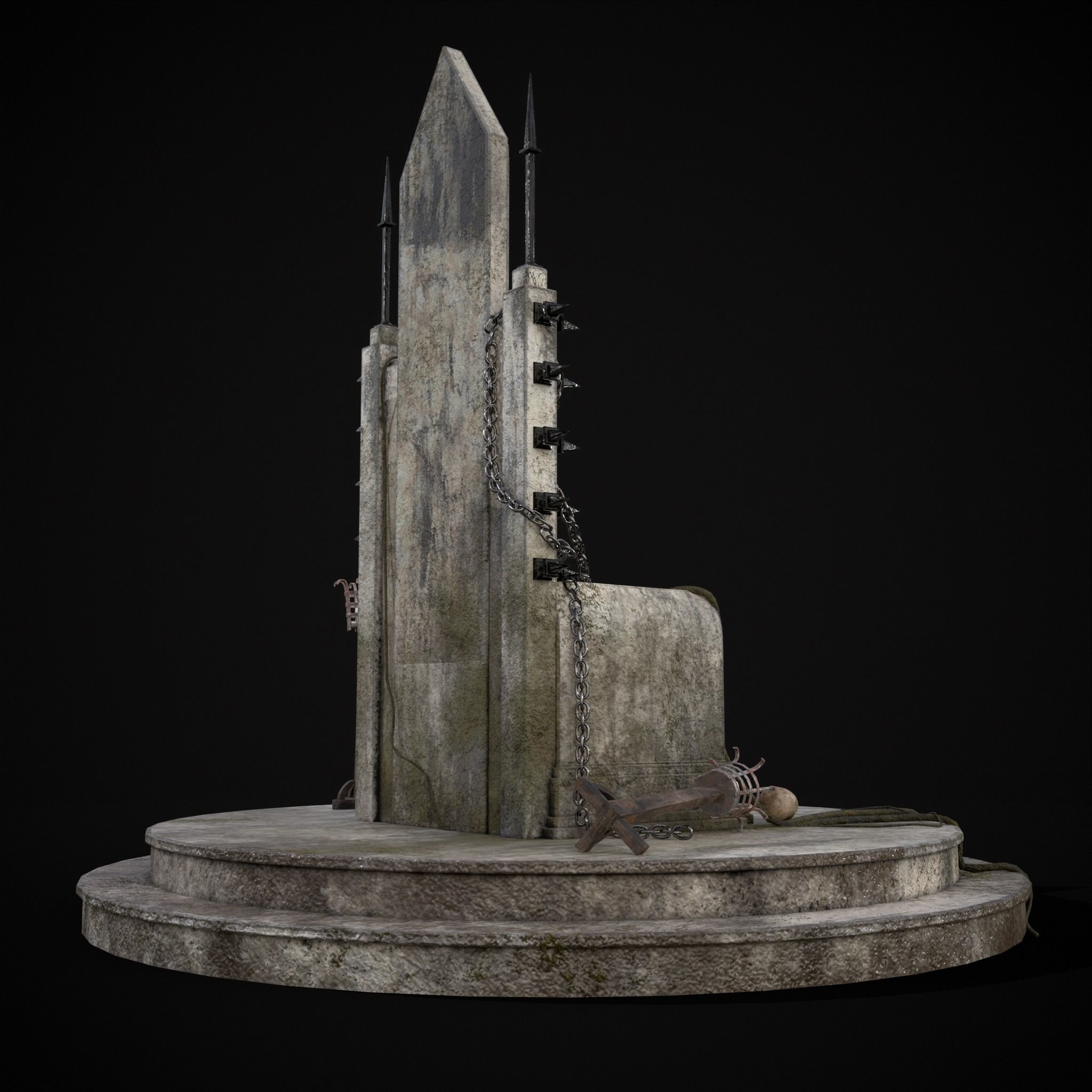 3D model Gothic Crypt Stone Throne VR / AR / low-poly | CGTrader
