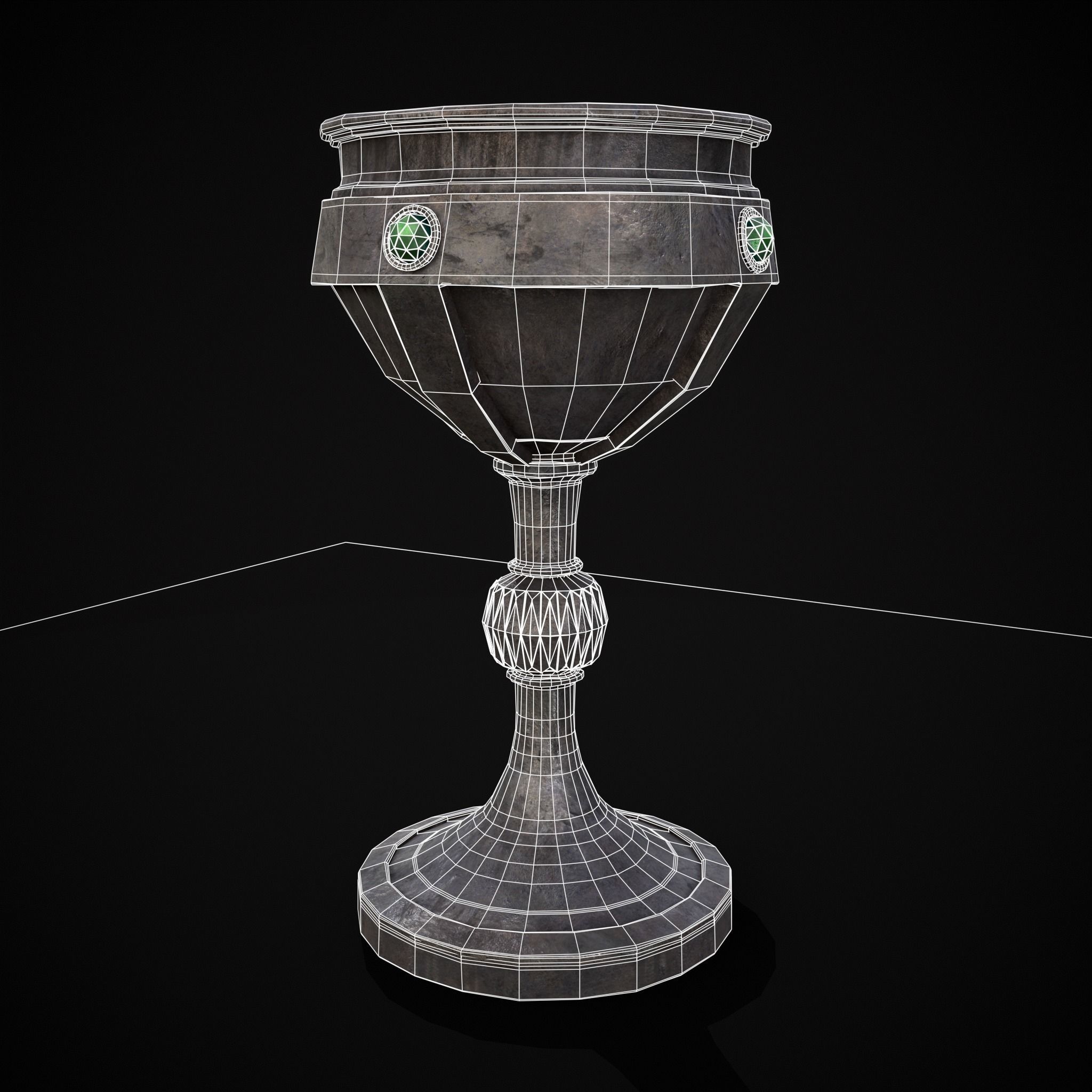 3D model Medieval Iron Emerald Goblet VR / AR / low-poly | CGTrader