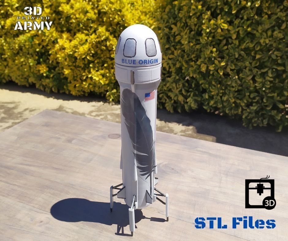 Blue Origin New Shepard Rocket -STL files for 3D printing 3D model 3D ...