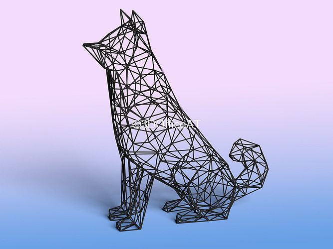 AKITA DOG - WIRE ART 3D model 3D printable | CGTrader