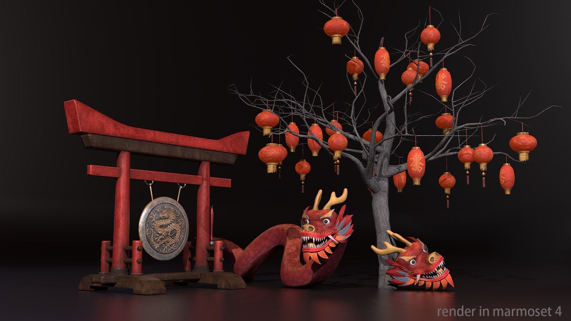 3D model Chinese new year pack VR / AR / low-poly | CGTrader