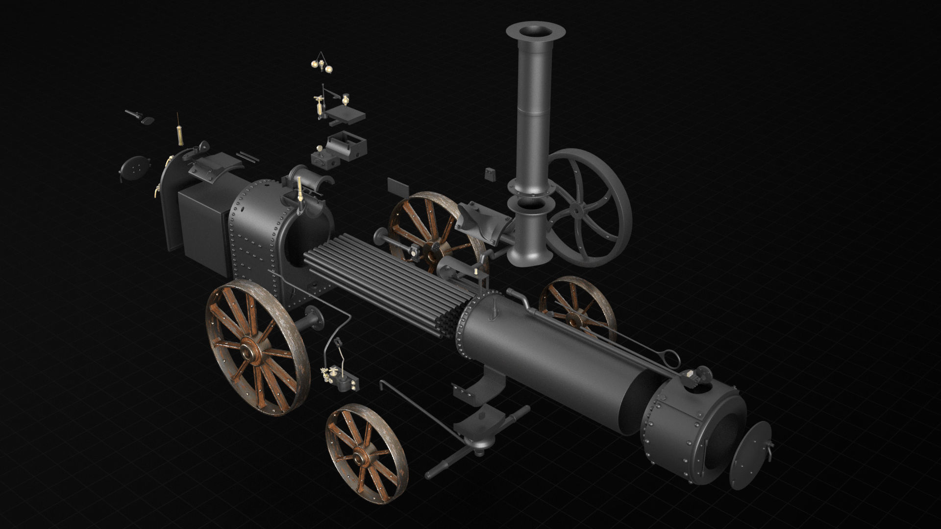 Original Steam Engine Traction Engine 3D model | CGTrader