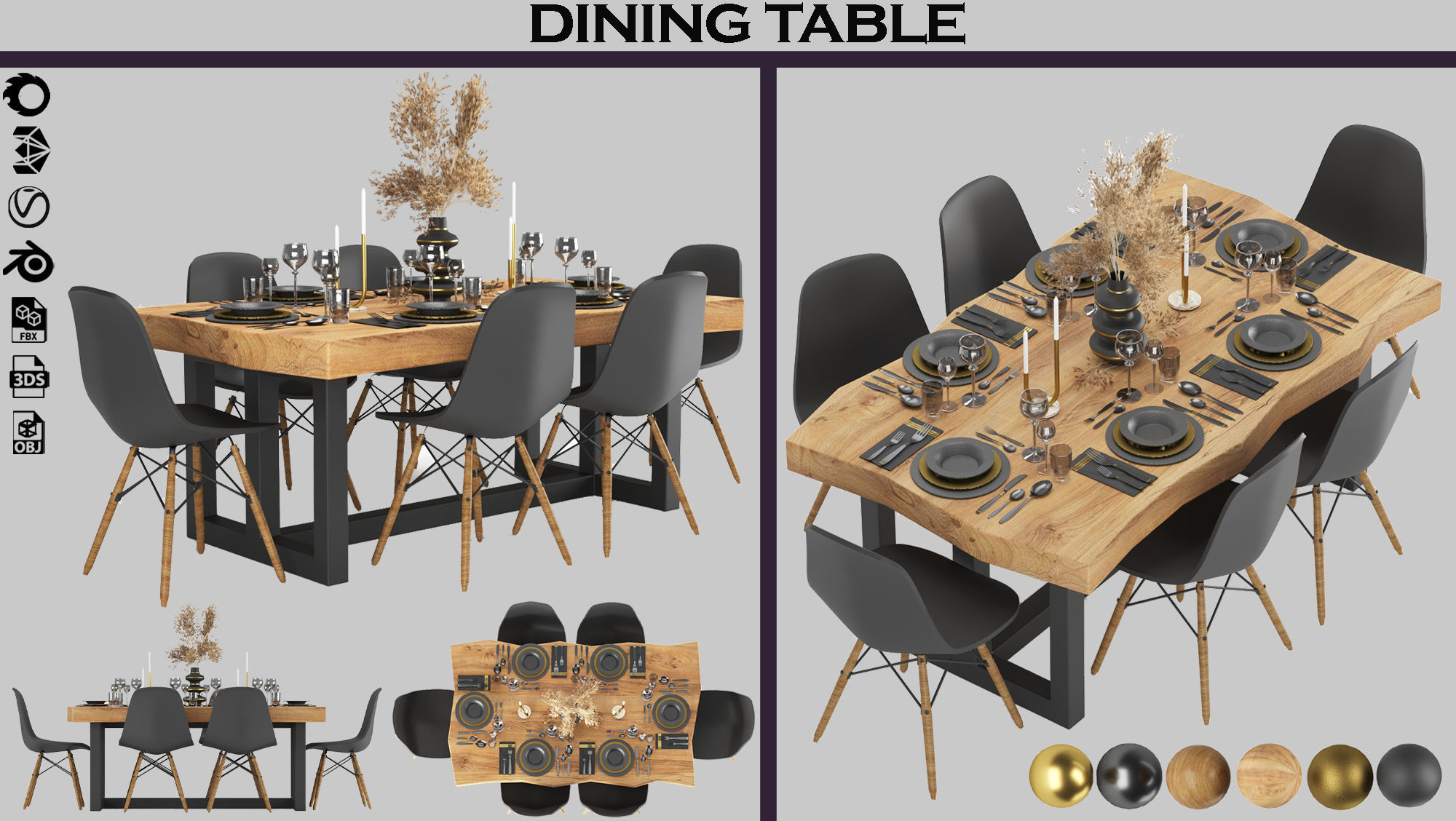 dining table set 01 3D model | CGTrader