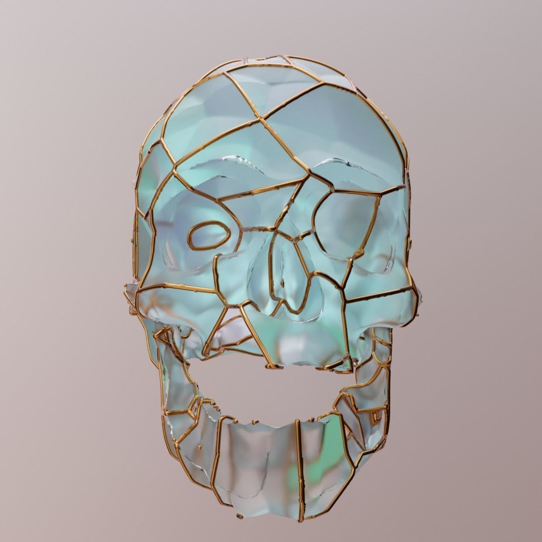 3D Golden Wire Wrapped Skull With Glass Material 3D model | CGTrader