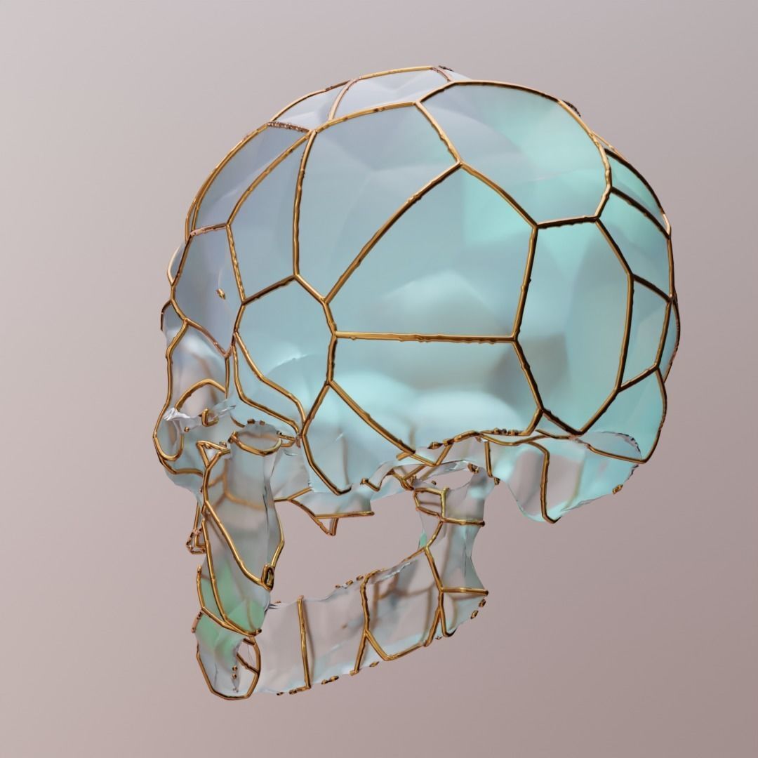 3D Golden Wire Wrapped Skull With Glass Material 3D model | CGTrader