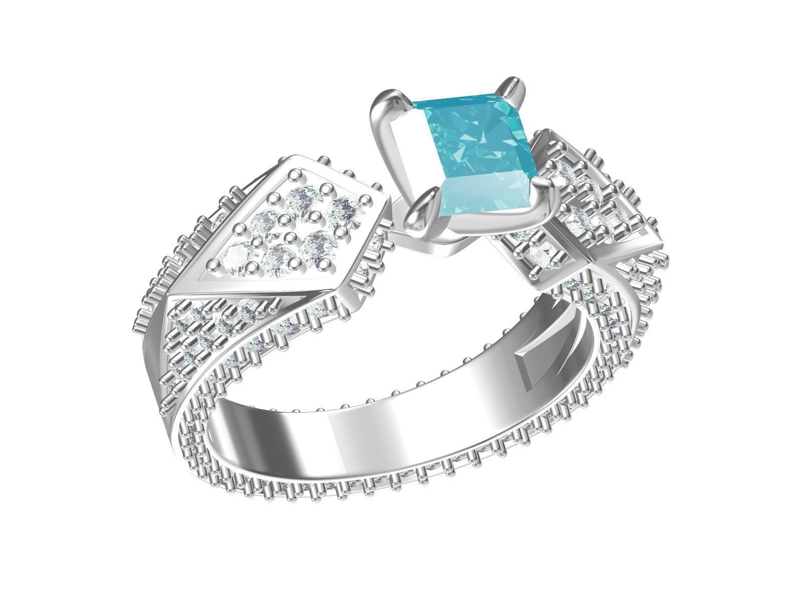 pyramid Cut Wedding Ring 01 3D model 3D printable | CGTrader