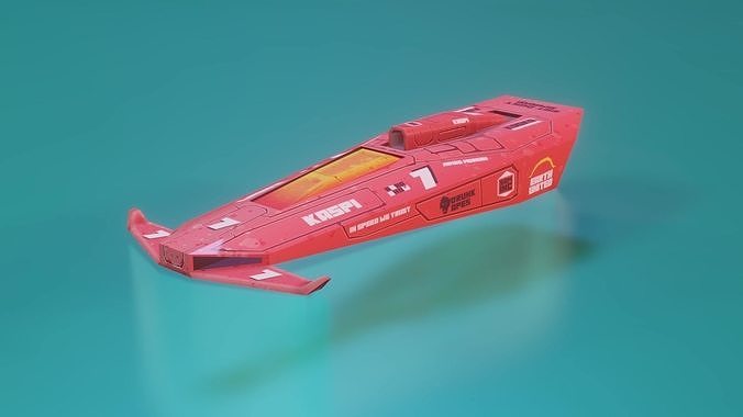 3D model Low Poly Stylized Sci-Fi Racing Hover Car VR / AR / low-poly ...
