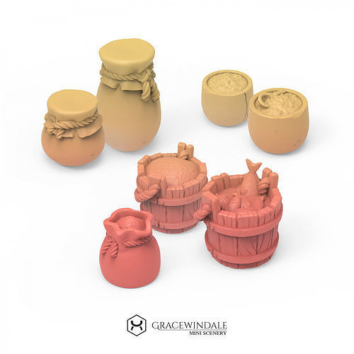 Market Props Set 3D model 3D printable | CGTrader