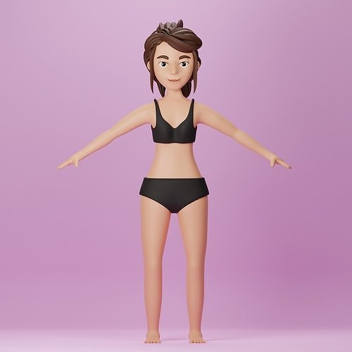 3D model 3D cartoon woman with idle animation VR / AR / low-poly | CGTrader