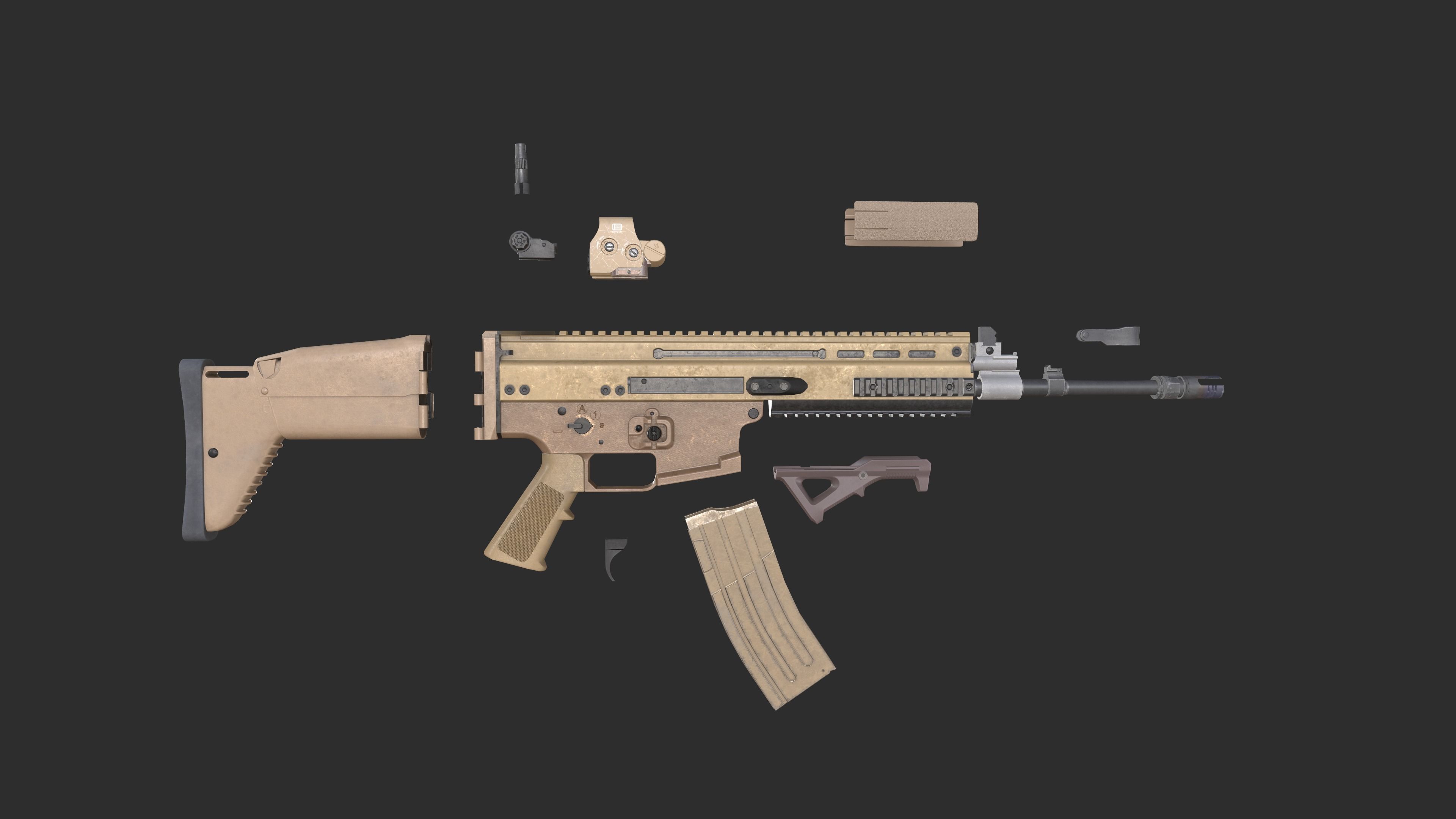 3D model FN scar-l 3D model game ready VR / AR / low-poly | CGTrader