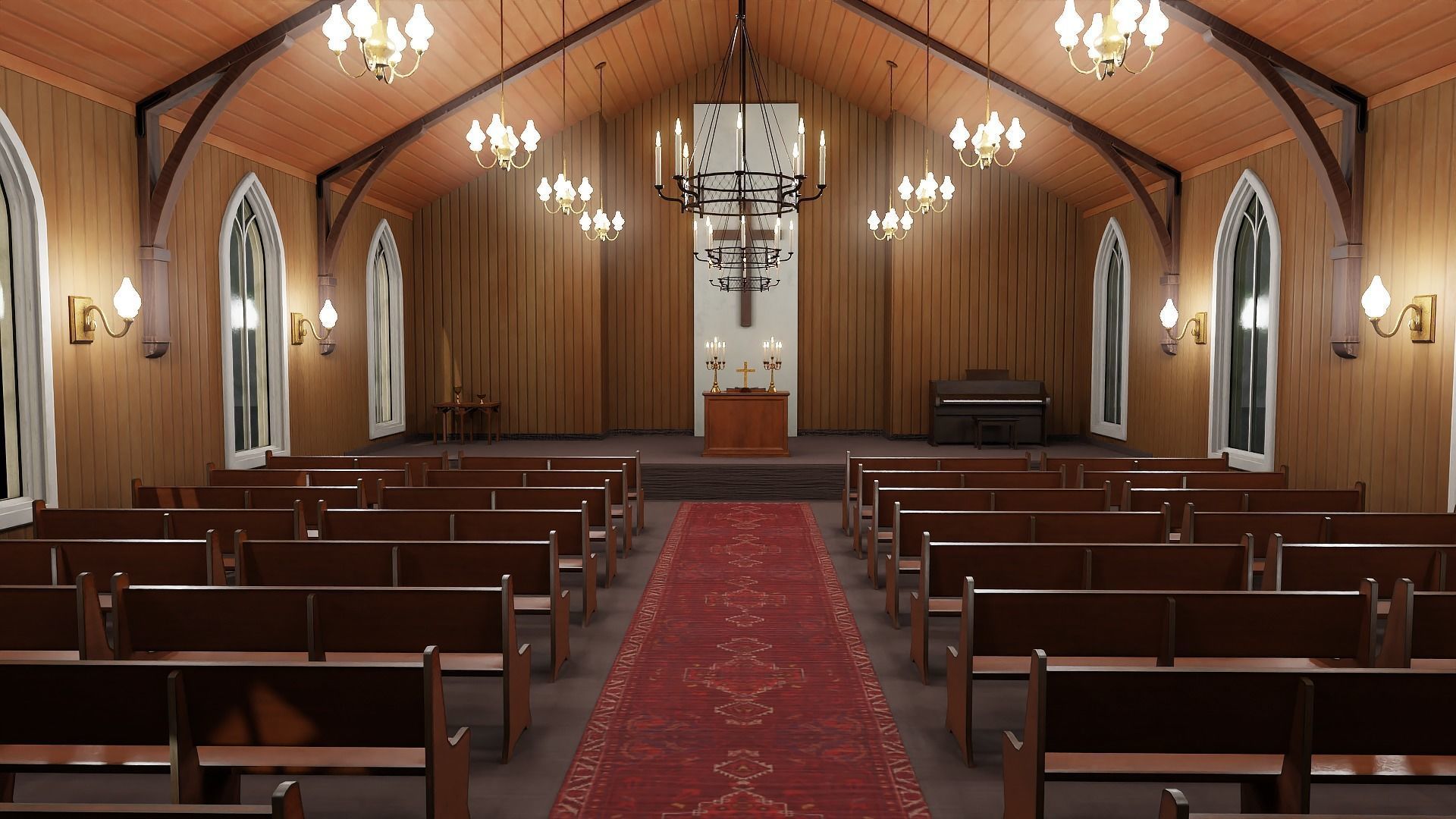 3D model Low Poly Old Church With Interior VR / AR / low-poly | CGTrader