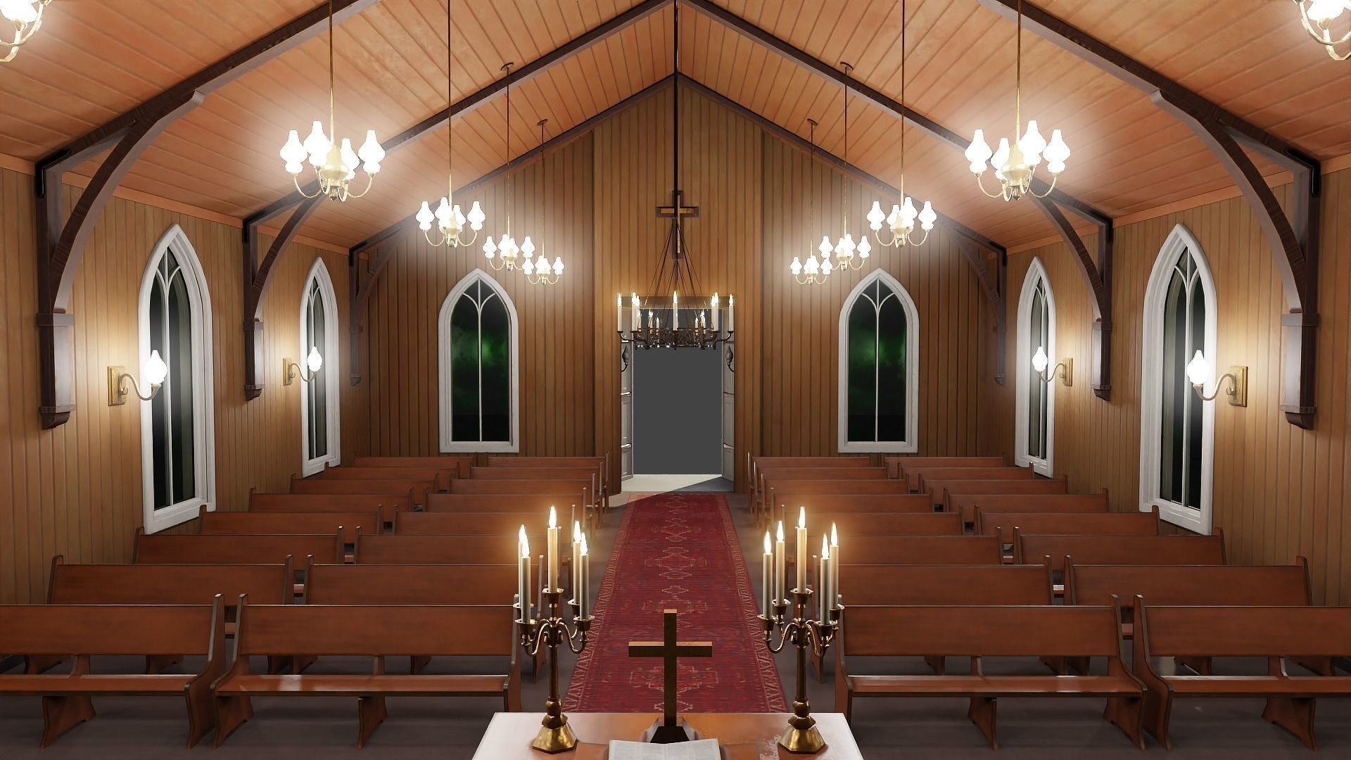 3D model Low Poly Old Church With Interior VR / AR / low-poly | CGTrader